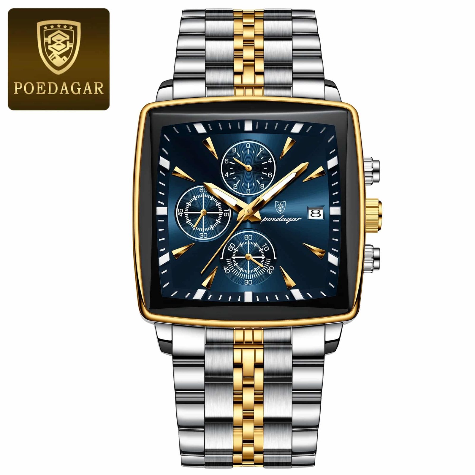 square chronograph POEDAGAR watch 866-D - time tide bd